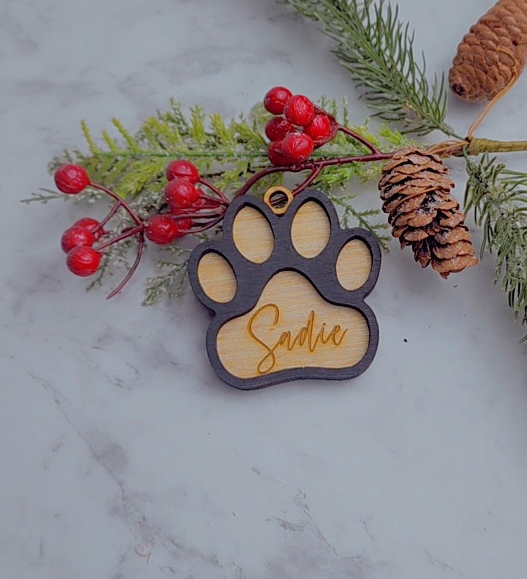 Personalized 3D Paw Print Christmas Ornament | Christmas Tree Ornaments ...