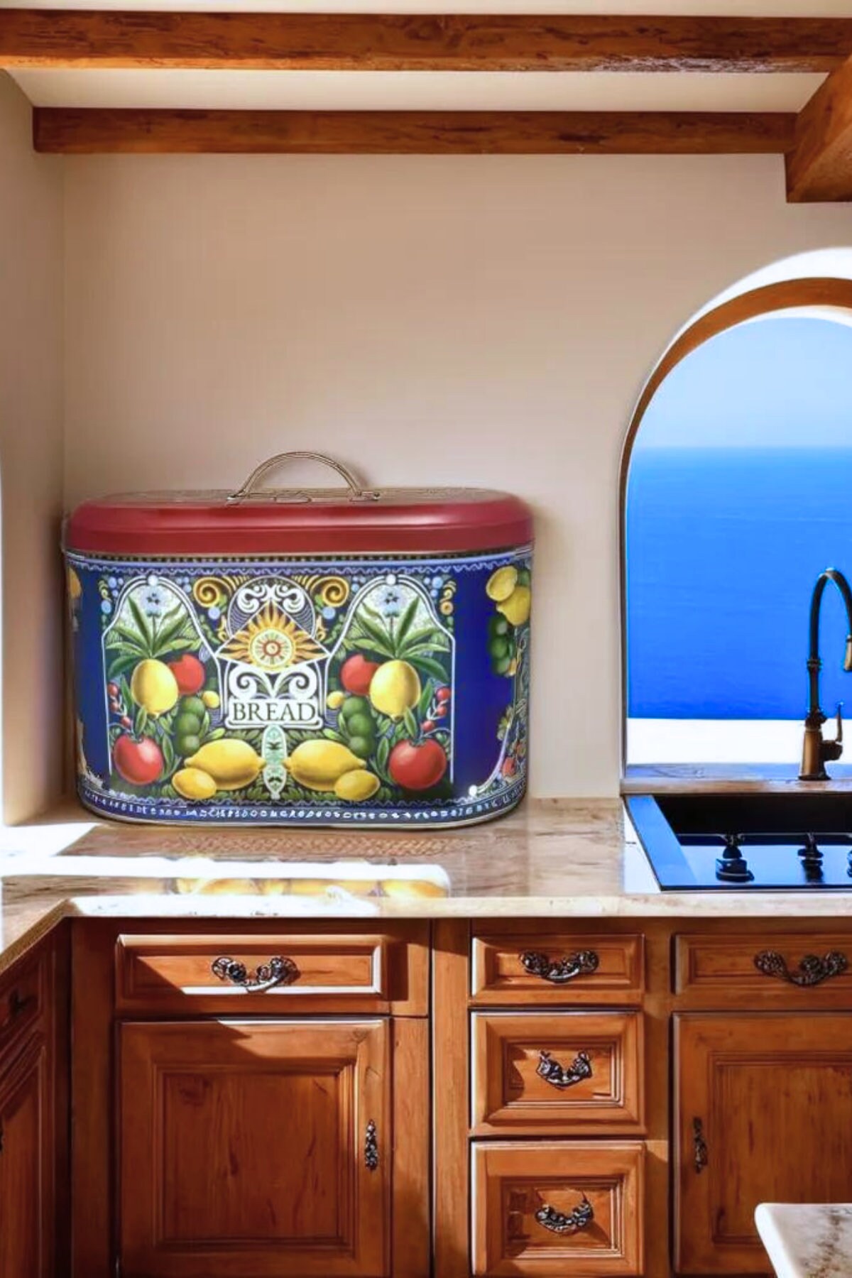 La Dolce Vita Sicily Metal Large Oval Bread Box and Bread Bin, Navy ...