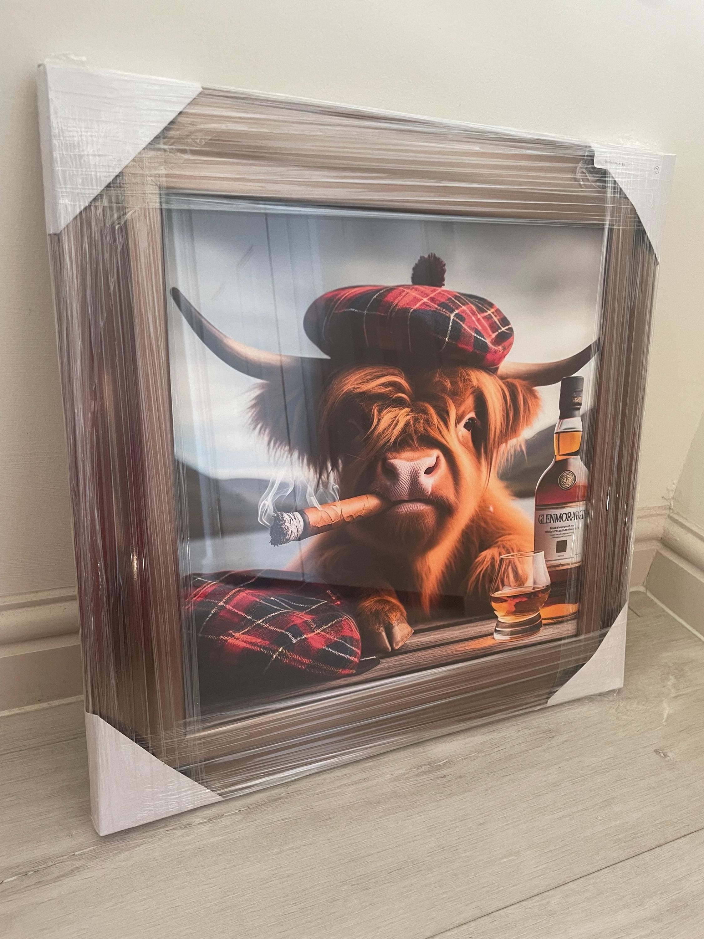 Highland Cow With Cigar Picture With Gold Frame - Etsy