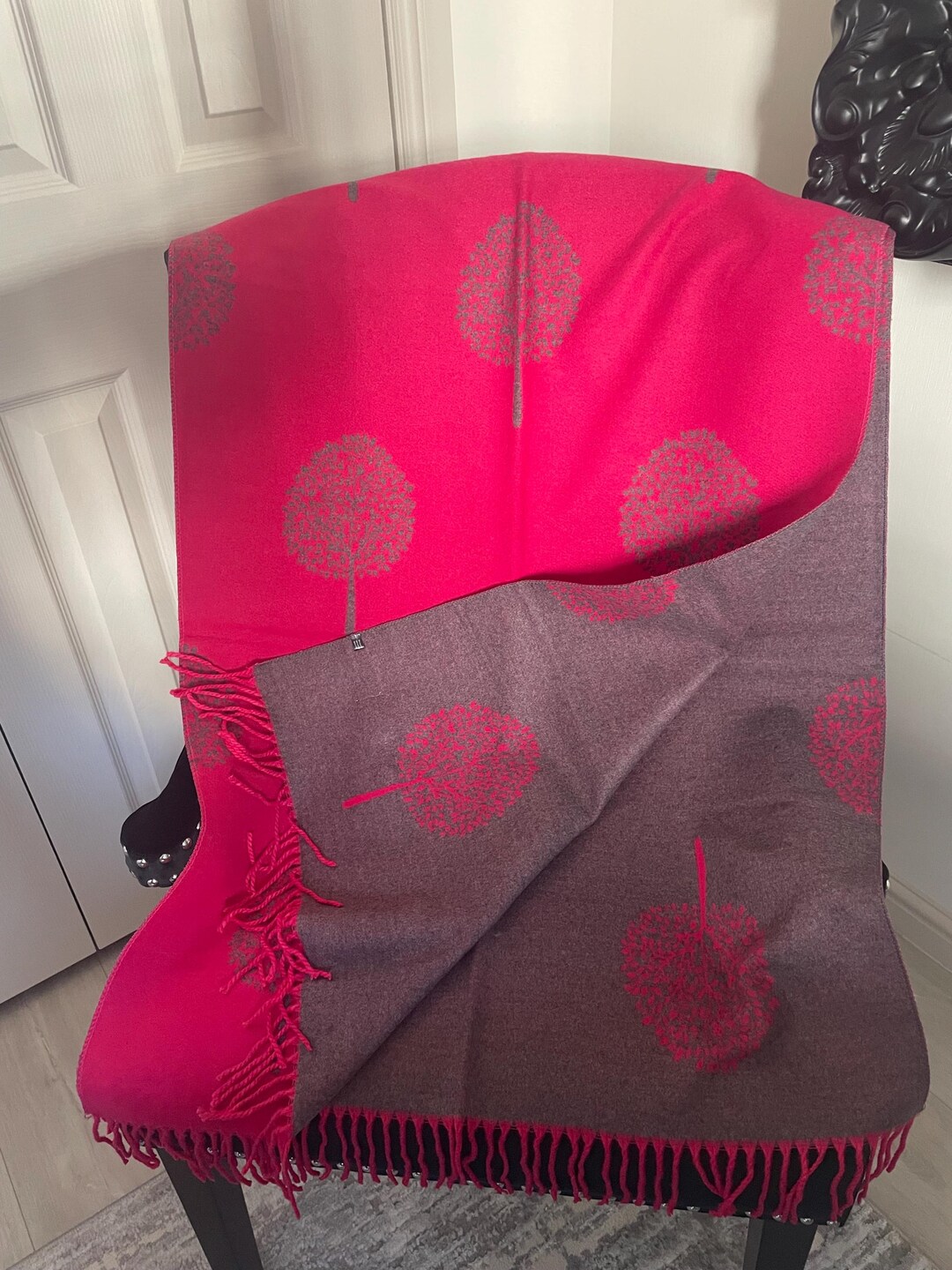 Super Soft Thick Reversible Tree of Life Scarf/wrap With Fringed Hem ...