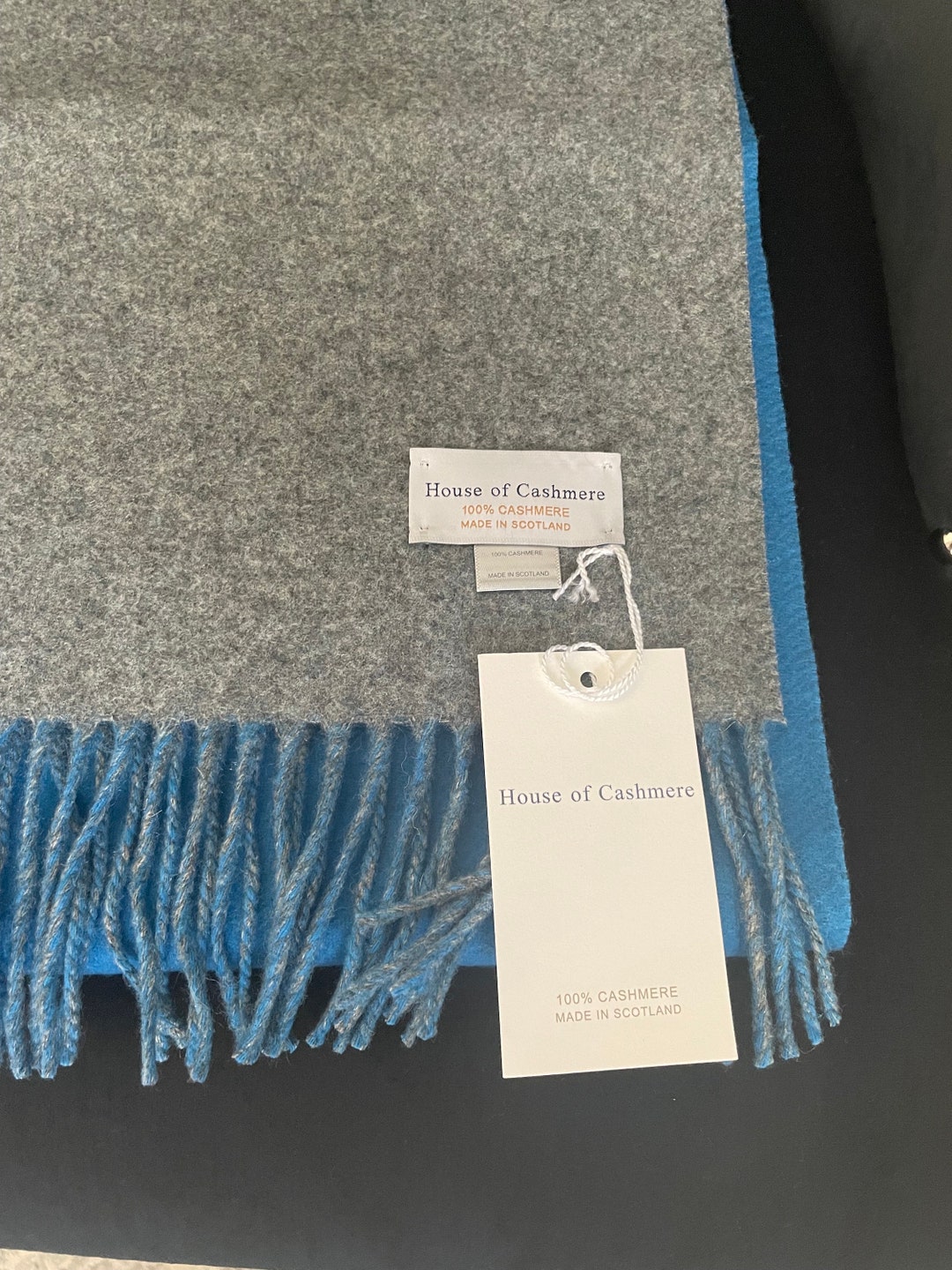 House of Cashmere, Pure Cashmere Scarf, Made in Scotland, Grey and ...