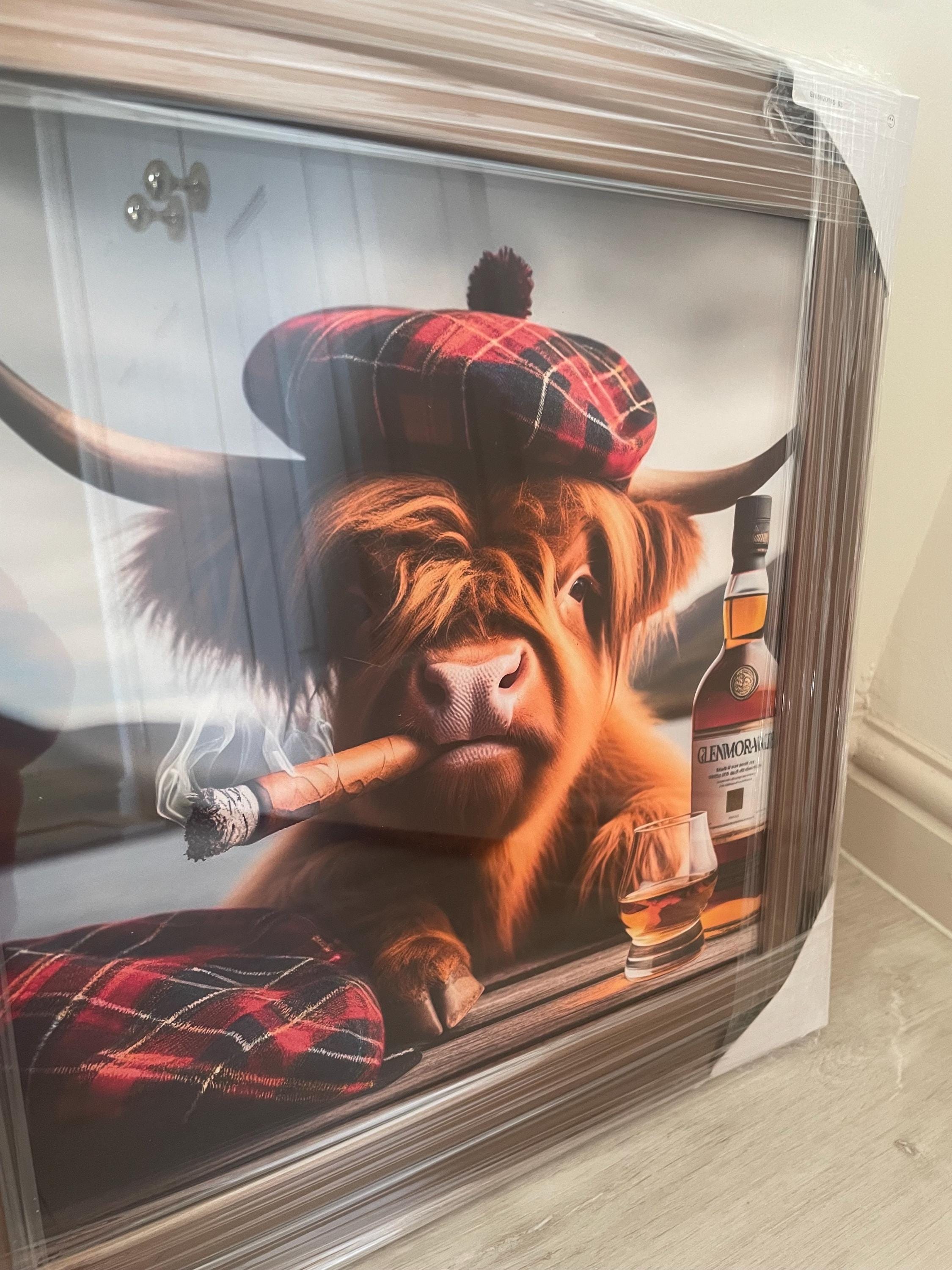 Highland Cow With Cigar Picture With Gold Frame - Etsy