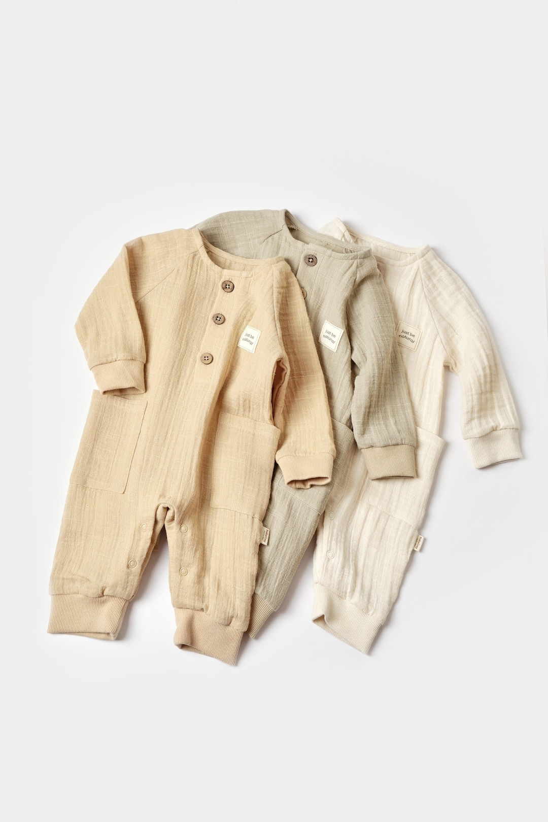 Muslin Baby Pocket Romper, Unisex Baby Shower Gift, Jumpsuit Muslin ...