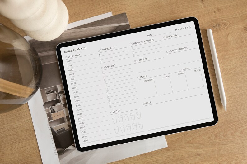 Horizontal Daily Planner Printable Digital Daily Planner Pdf Printable ...
