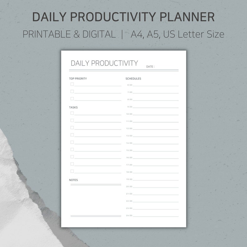 DAILY PRODUCTIVITY PLANNER Printable Productivity Planner - Etsy