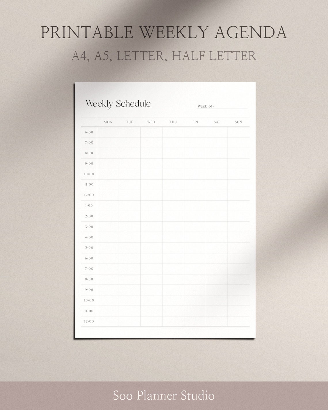 Weekly Schedule Planner Hourly Agenda Worksheet Printable Weekly ...