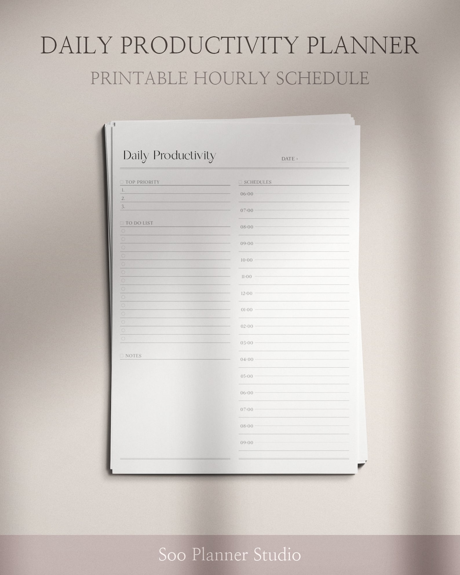 Daily Productivity Planner Pdf Printable to Do List Template Office ...