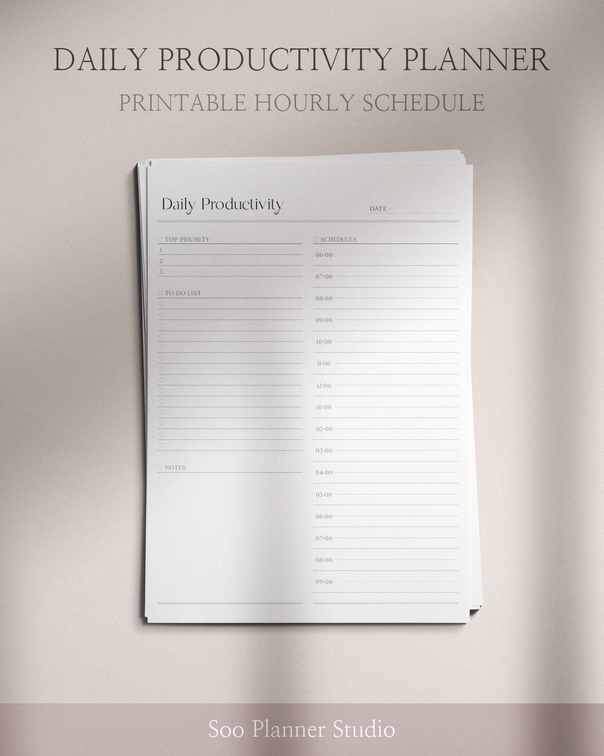 Daily Productivity Planner Pdf Printable to Do List Template Office ...
