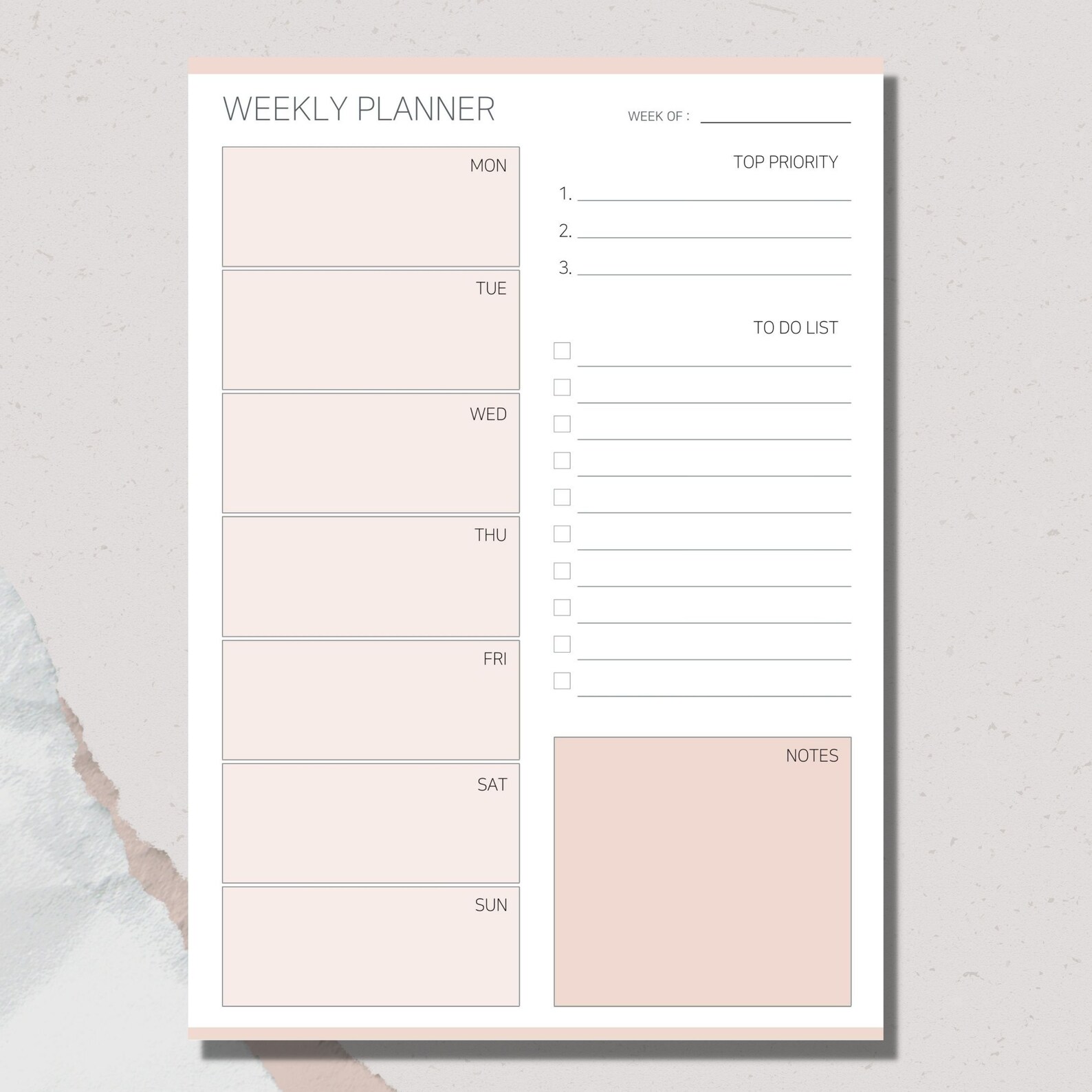 Weekly Planner Printable, Pink Minimalist Planner, to Do List Template ...