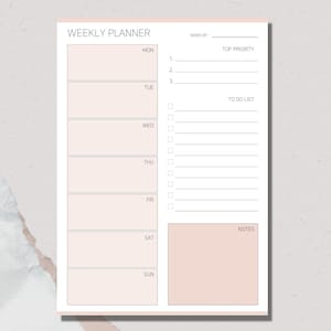 Weekly Planner Printable, Pink Minimalist Planner, to Do List Template ...