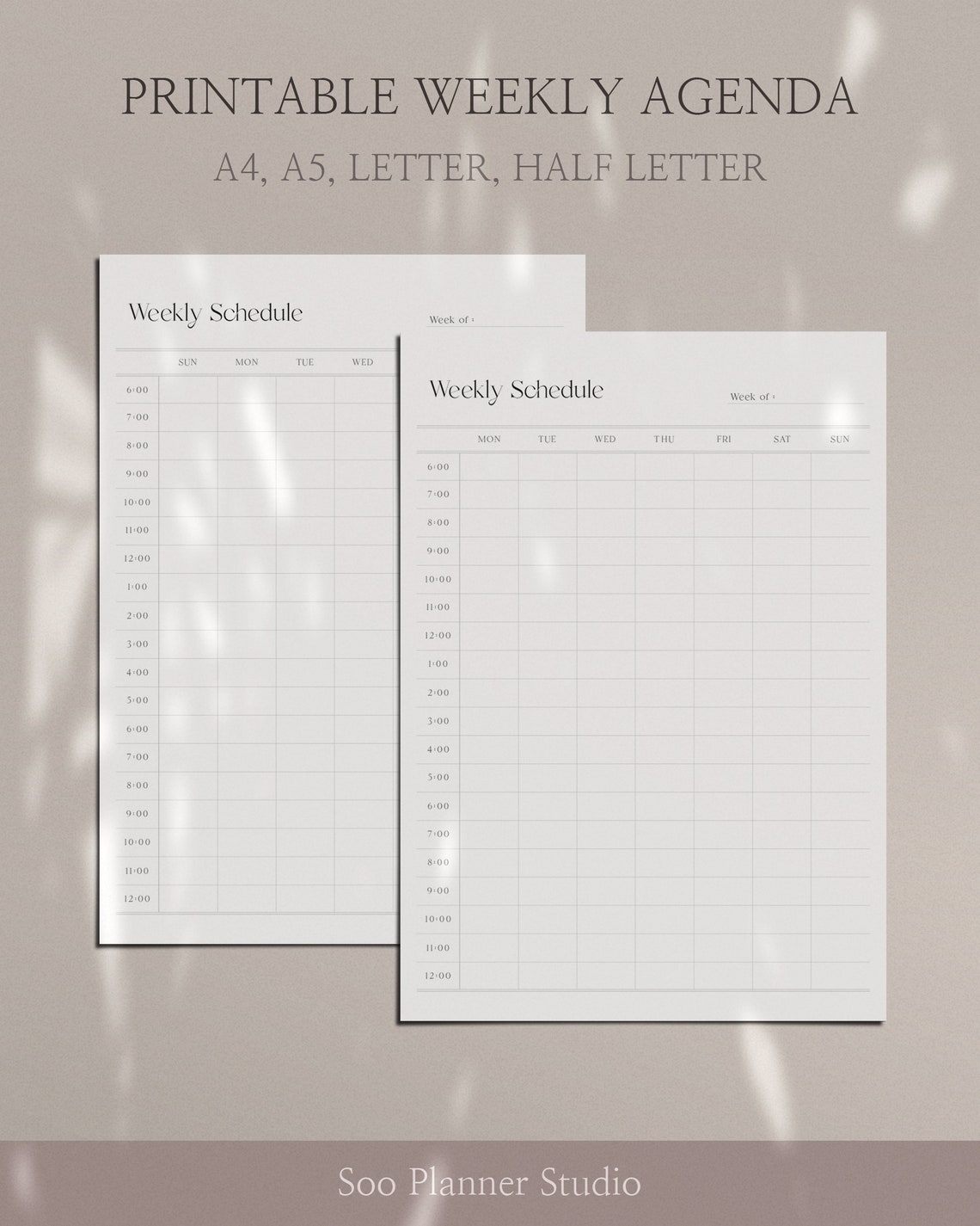 Weekly Schedule Planner Hourly Agenda Worksheet Printable Weekly ...