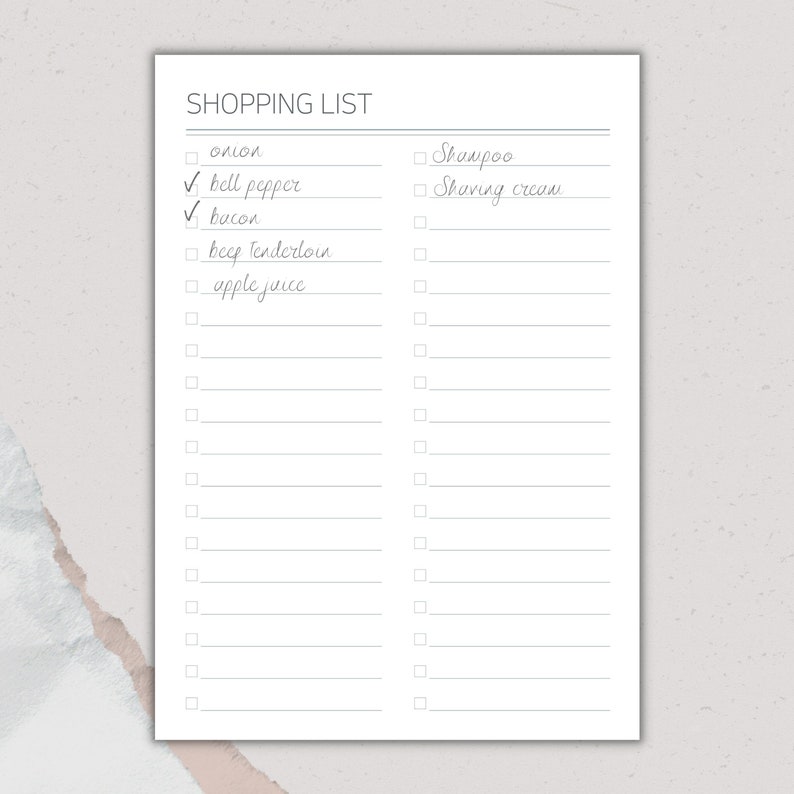 Printable Shopping List | Instant Download Grocery List Template, Blank ...