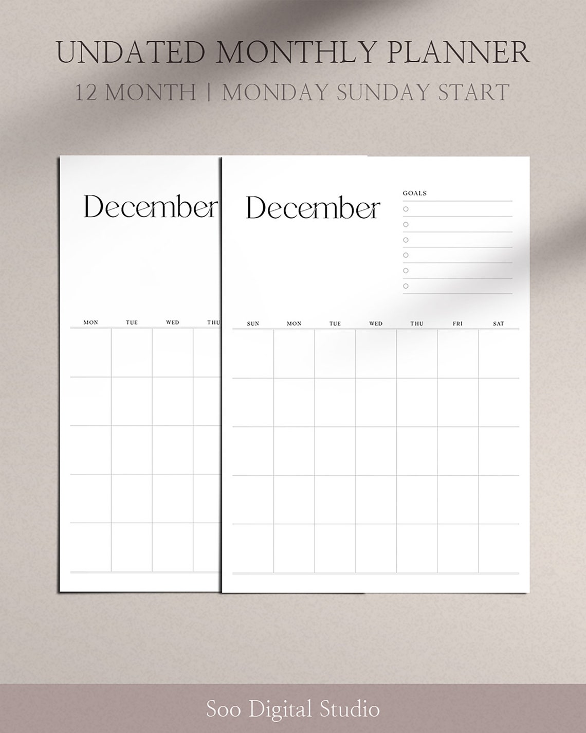 Undated Monthly Planner Printable 12 Month Planner for Students, A5 ...