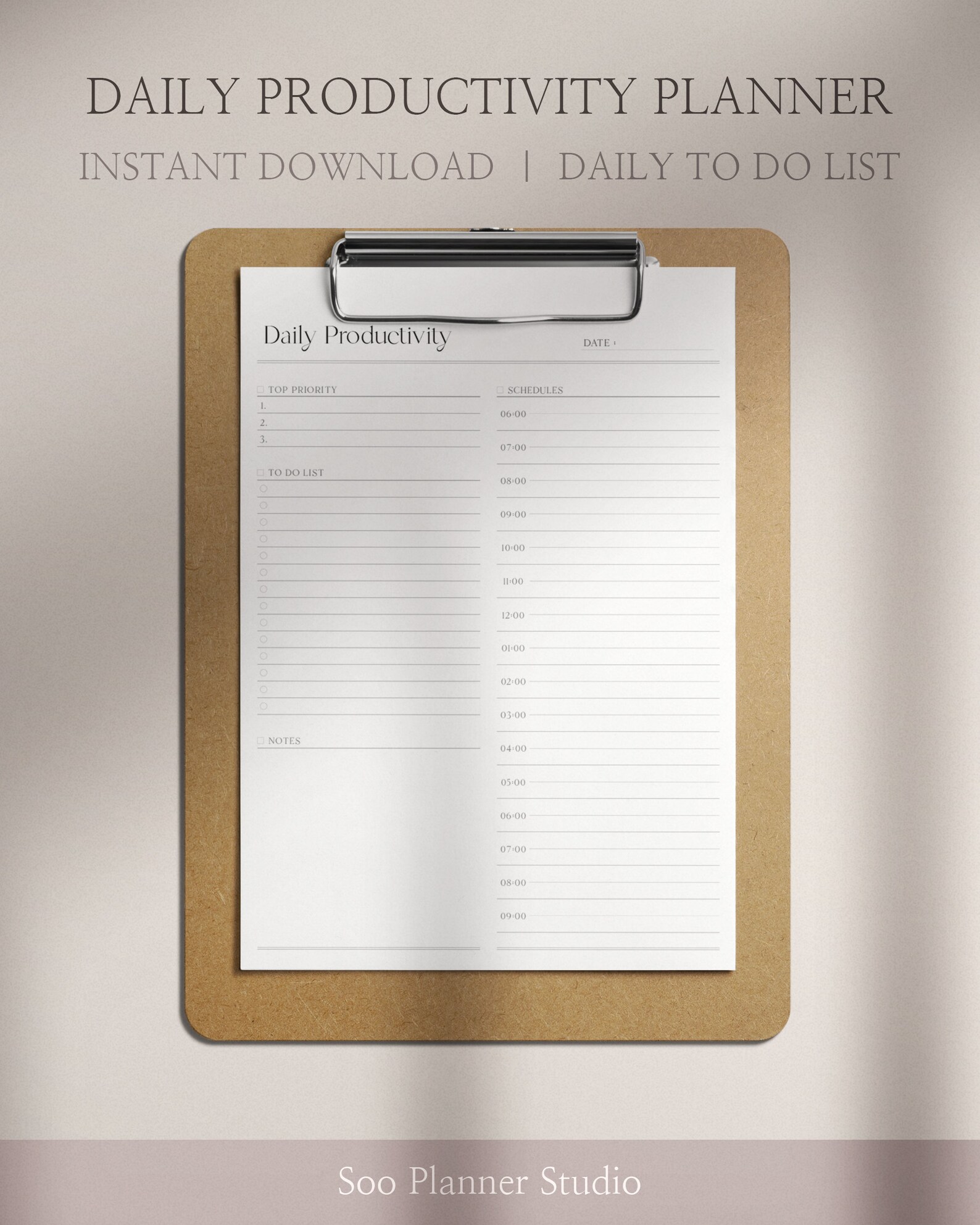 Daily Productivity Planner Pdf Printable to Do List Template Office ...