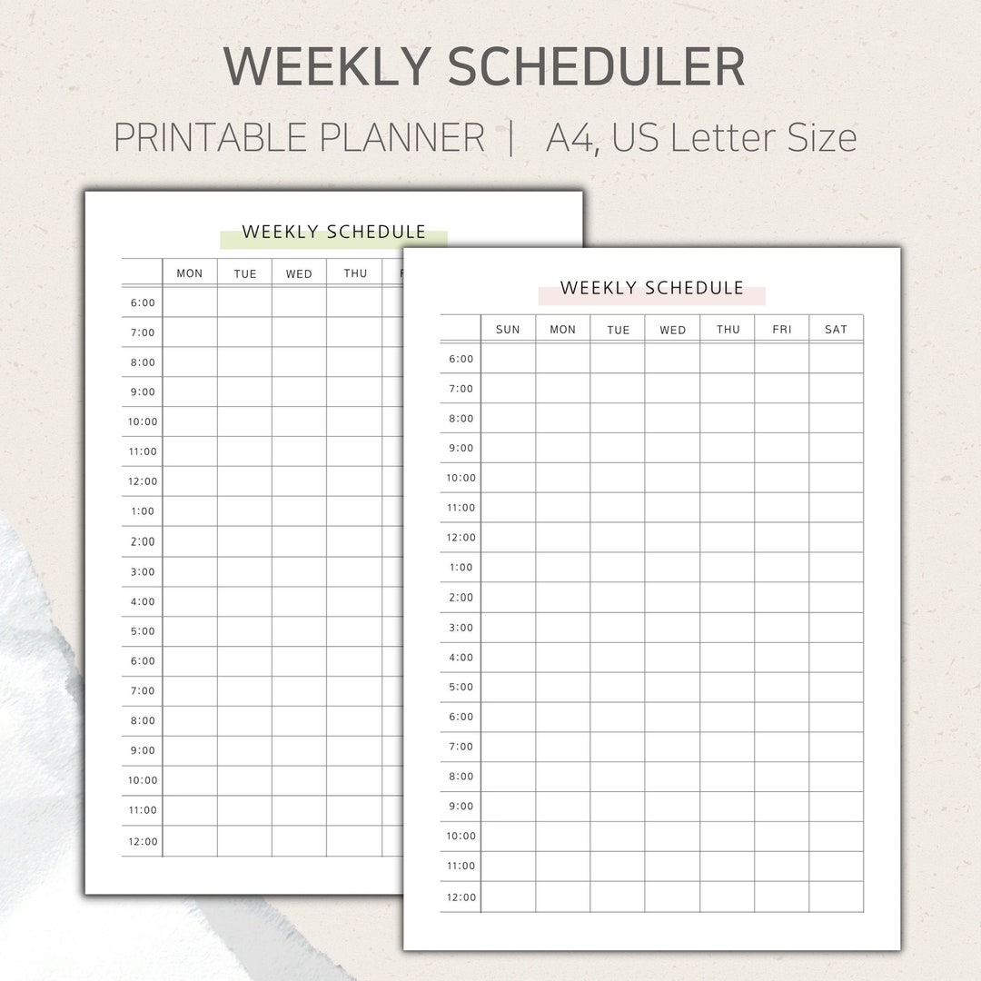Weekly Agenda, Weekly Schedule, Timetable, Weekly Planner Printable ...