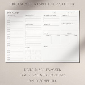 Horizontal Daily Planner Printable Digital Daily Planner Pdf Printable ...