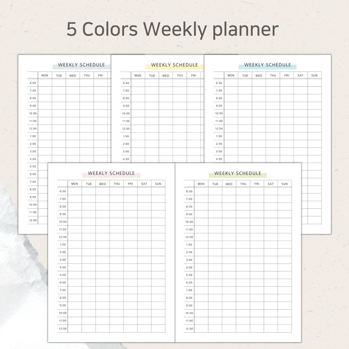 Weekly Agenda, Weekly Schedule, Timetable, Weekly Planner Printable ...