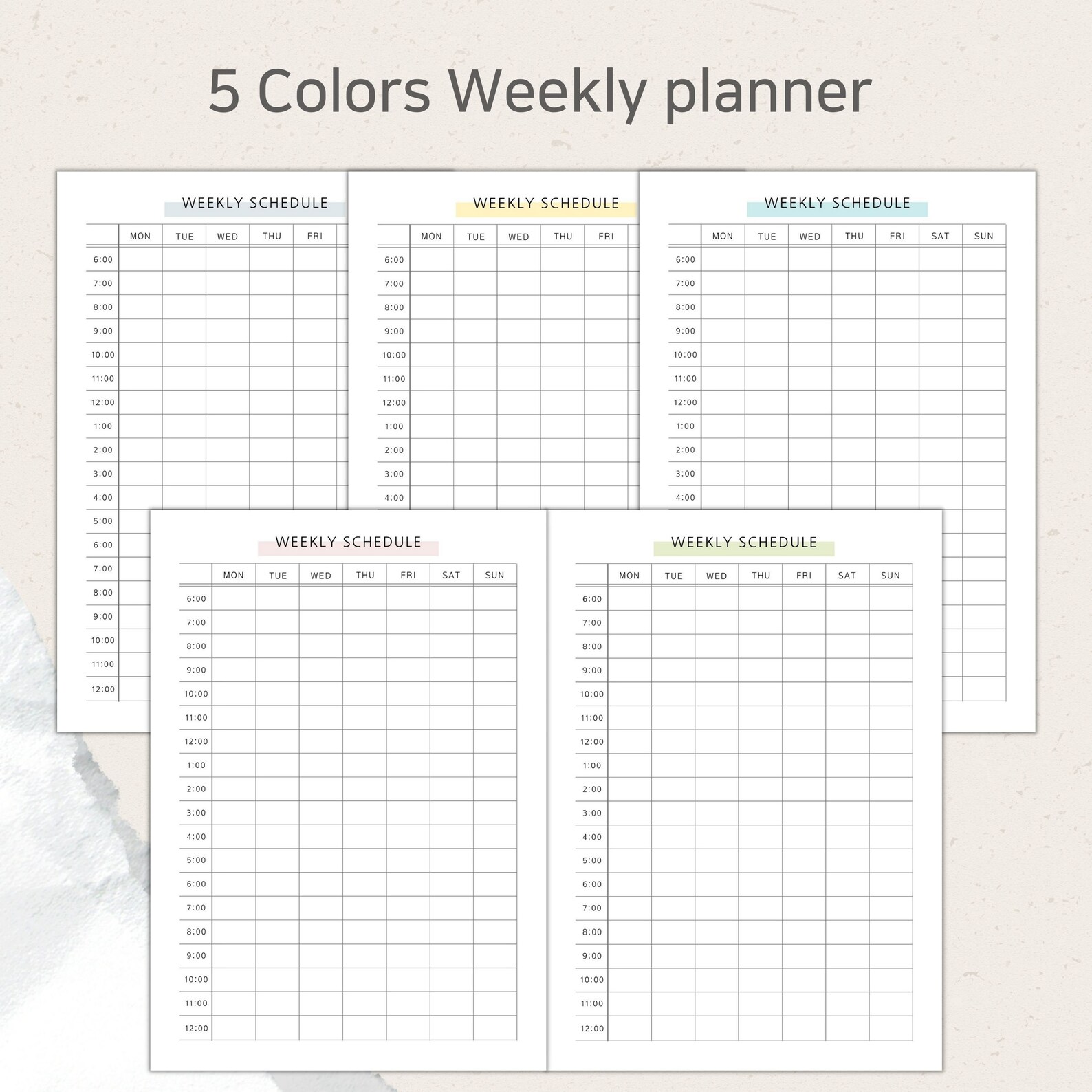 Weekly Agenda, Weekly Schedule, Timetable, Weekly Planner Printable ...