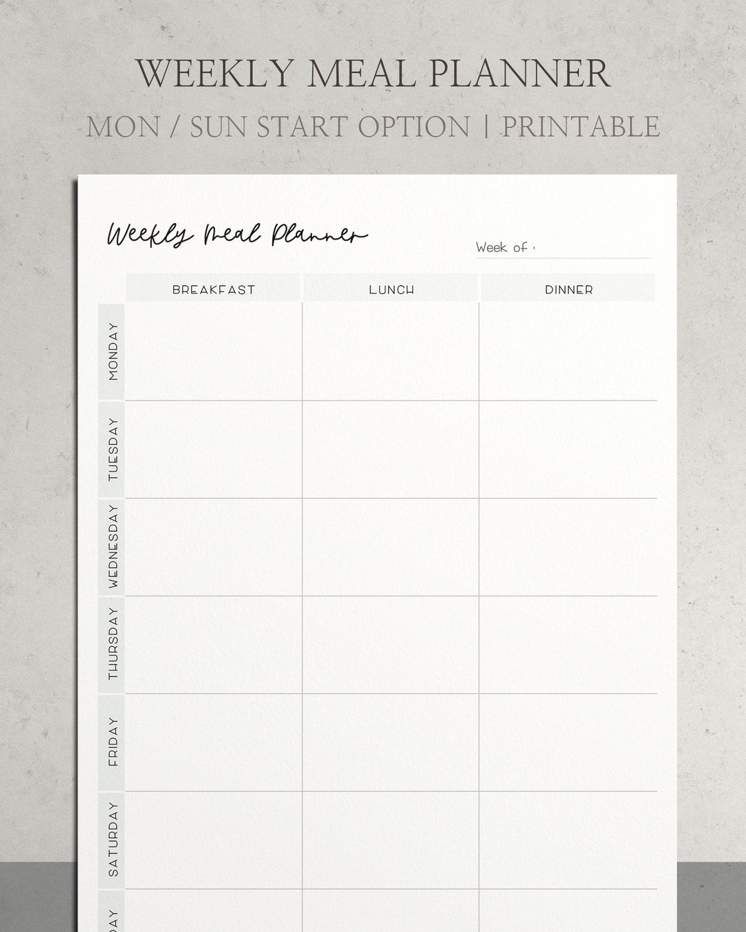 Printable Weekly Meal Planner | Menu Planner for Goodnotes | Food ...