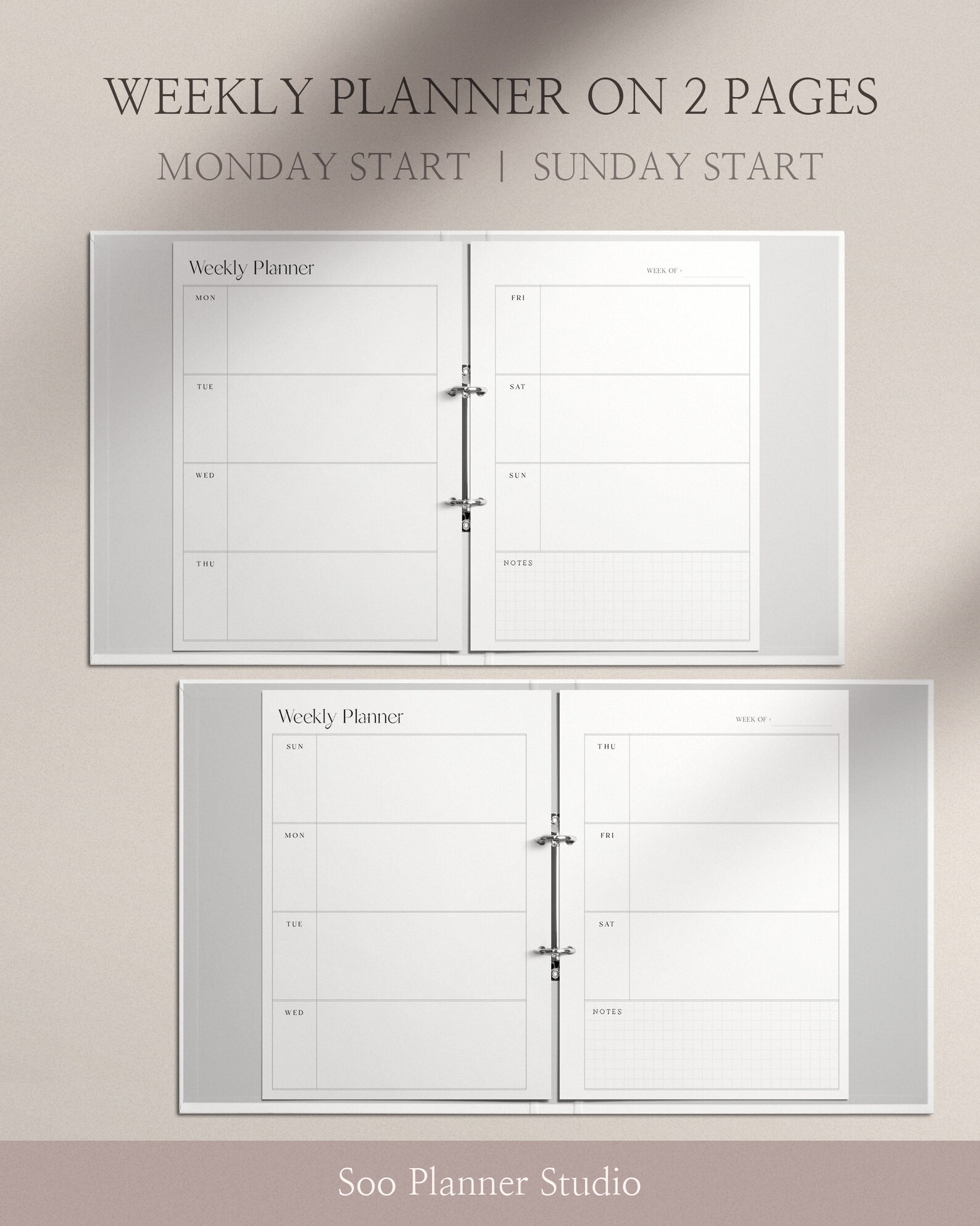 Printable Weekly Planner Template Minimalist Weekly Planner | Etsy