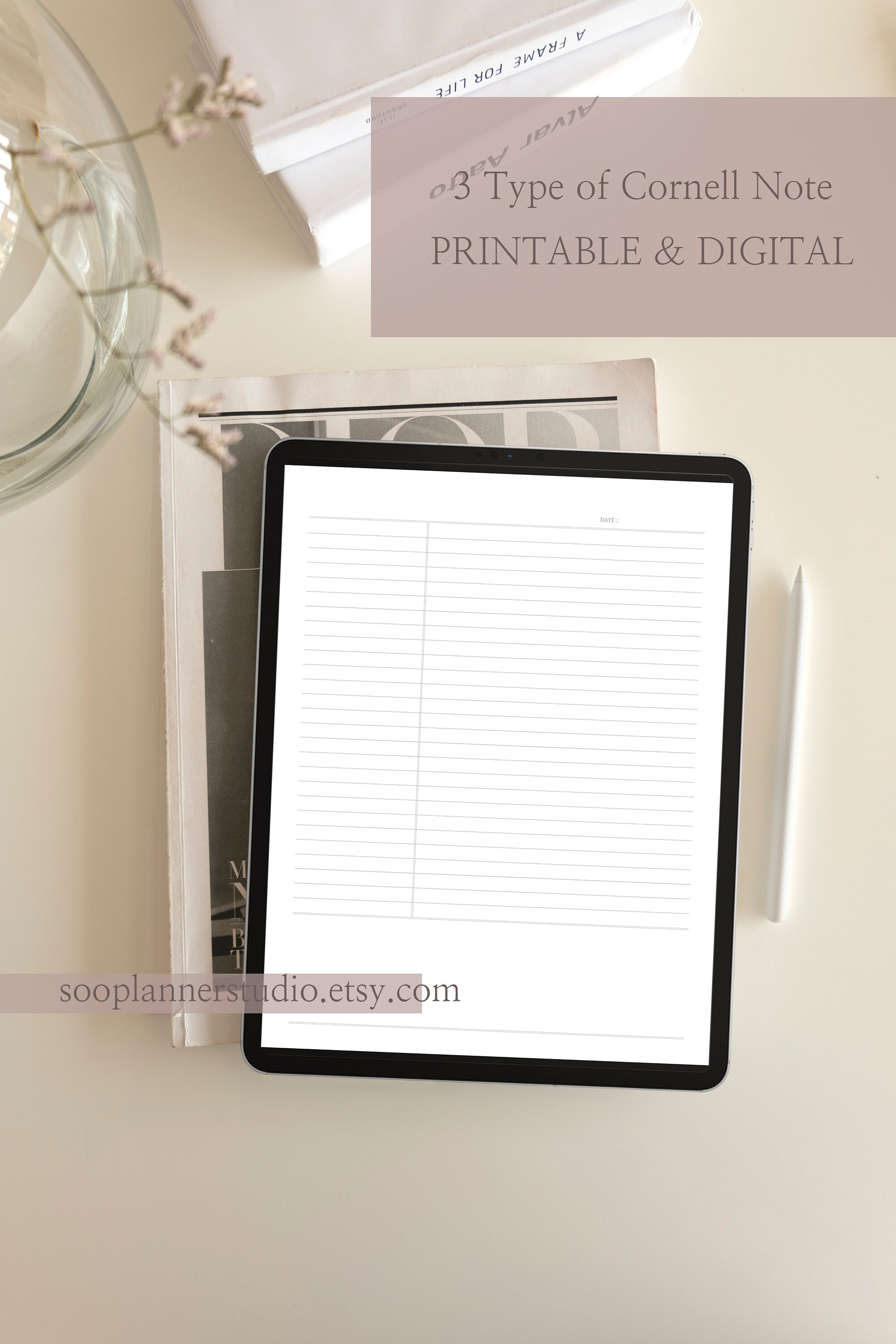 Cornell Note Taking Set | Printable Cornell Note Template | Digital ...