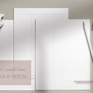 Cornell Note Taking Set | Printable Cornell Note Template | Digital ...