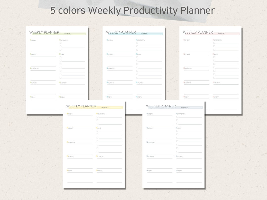 WEEKLY PRODUCTIVITY PLANNER | Printable Simple Planner, Instant ...