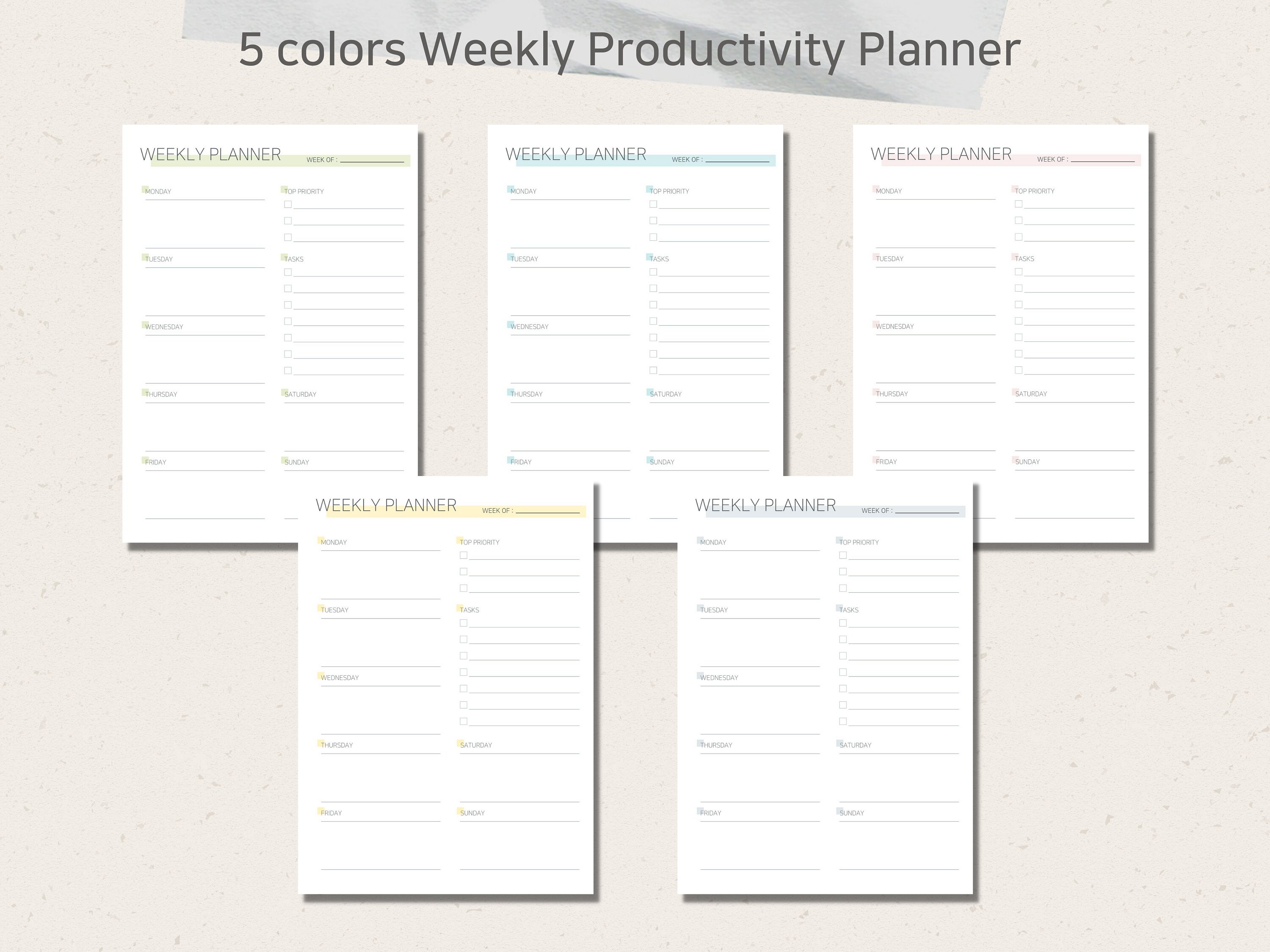 WEEKLY PRODUCTIVITY PLANNER | Printable Simple Planner, Instant ...