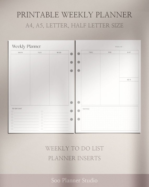 Printable Weekly Planner Pdf Download Best Planner Inserts | Etsy