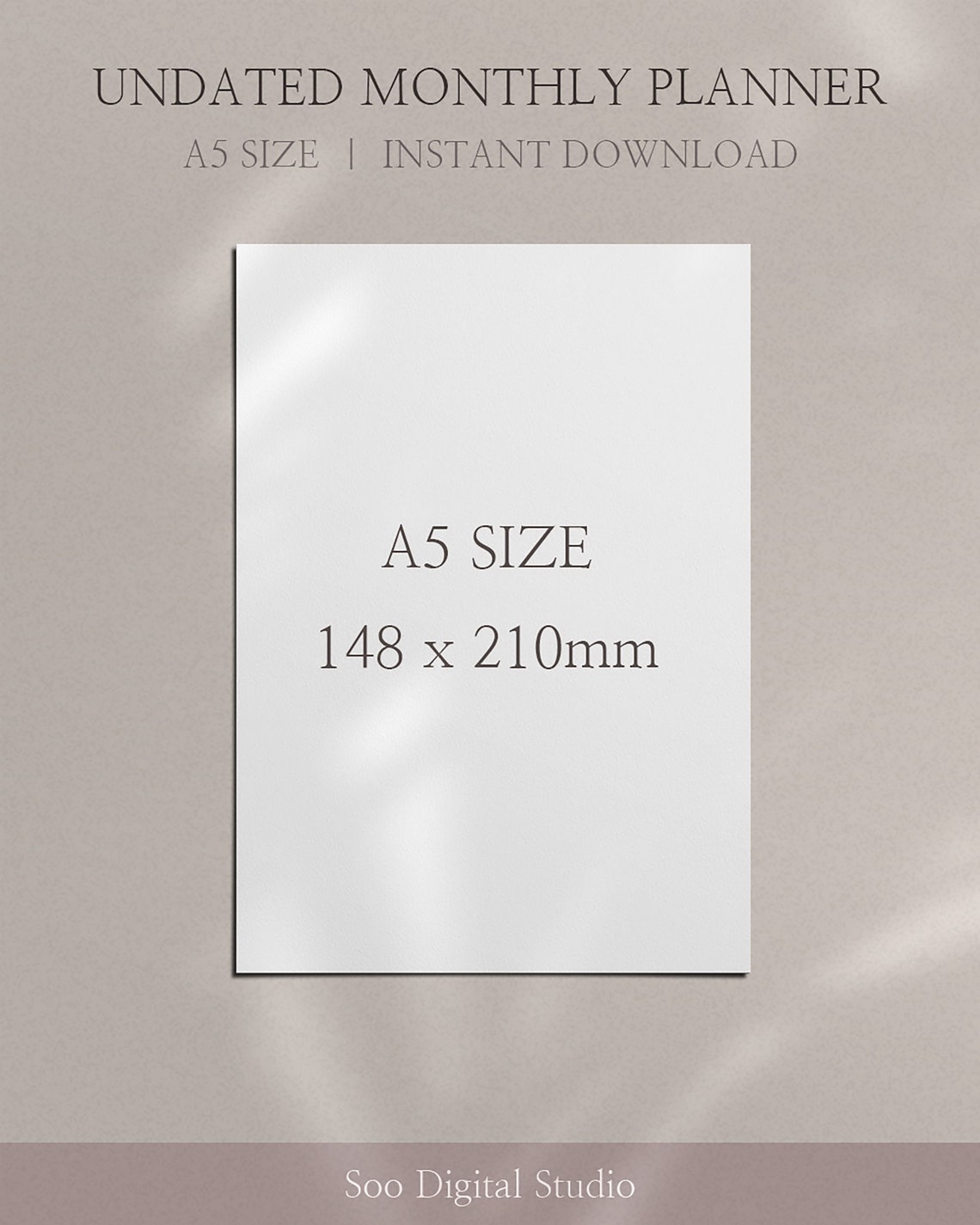 Undated Monthly Planner Printable 12 Month Planner for Students, A5 ...