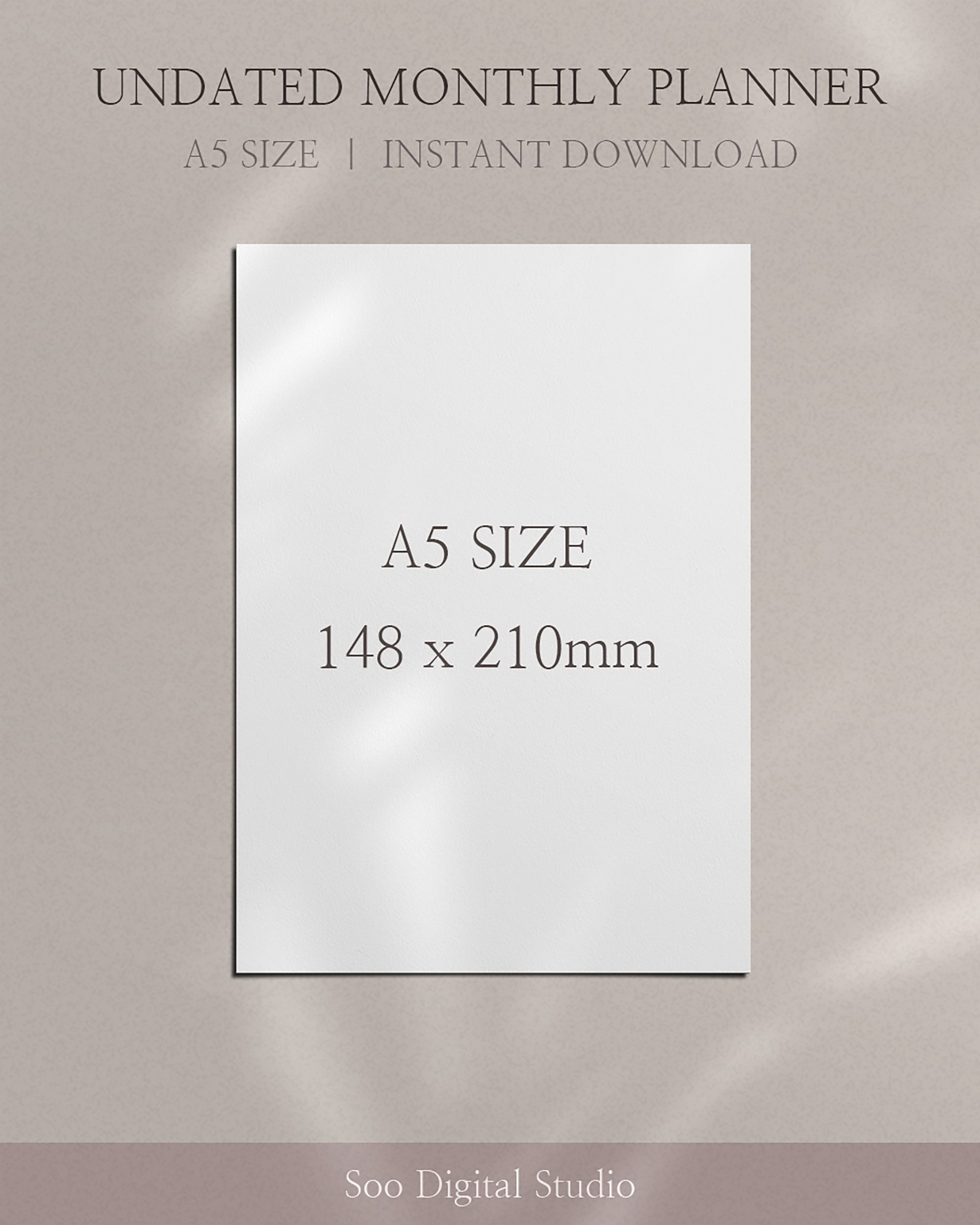 Undated Monthly Planner Printable 12 Month Planner for Students, A5 ...