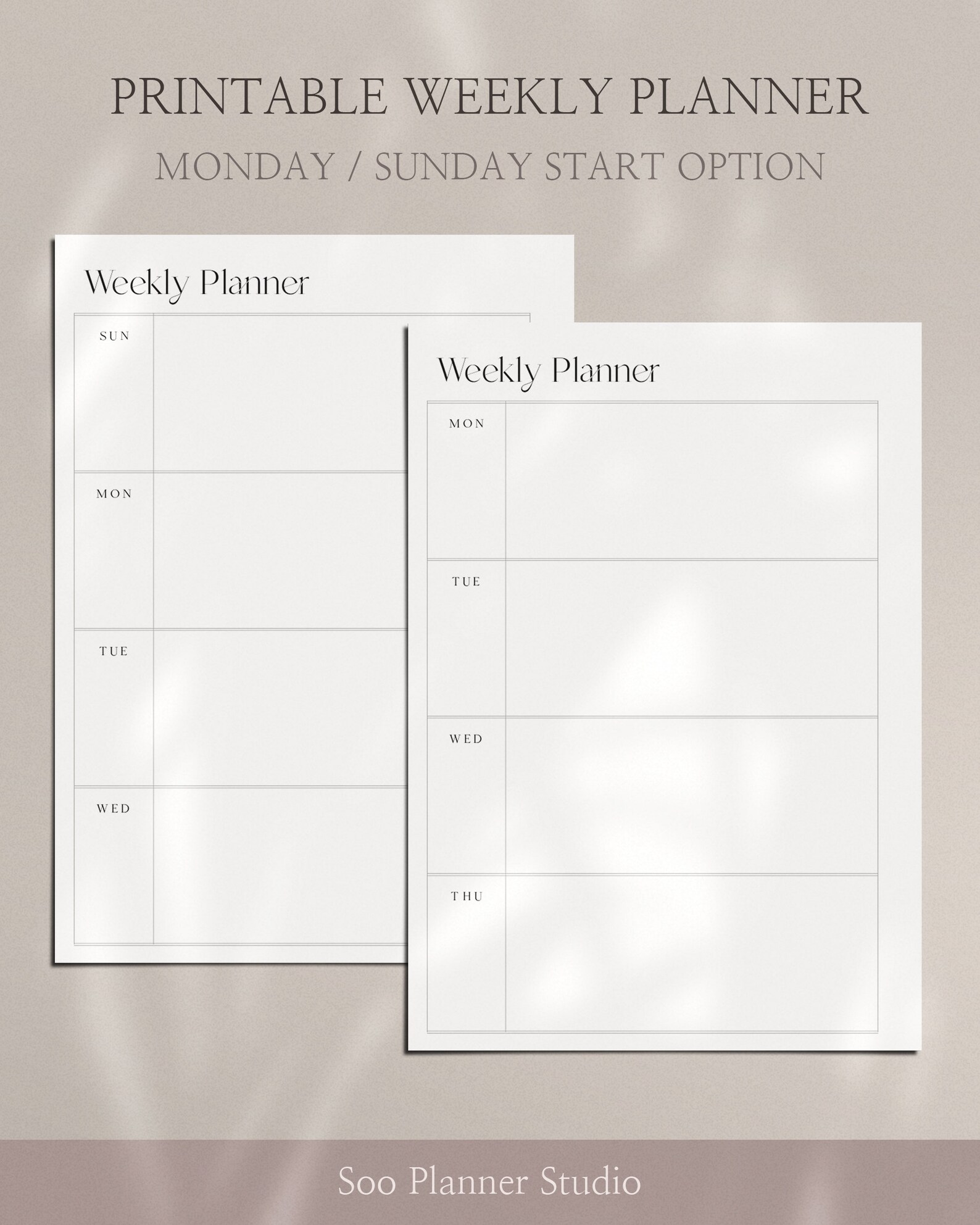 Printable Weekly Planner Template Minimalist Weekly Planner | Etsy