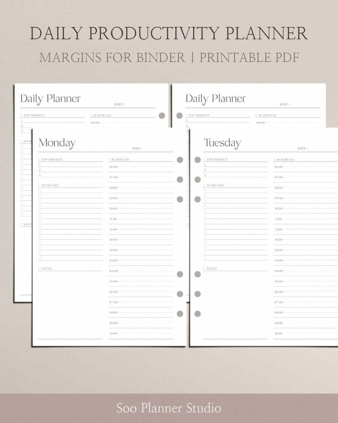 Daily Planner Printable Daily Productivity Planner Pdf - Etsy