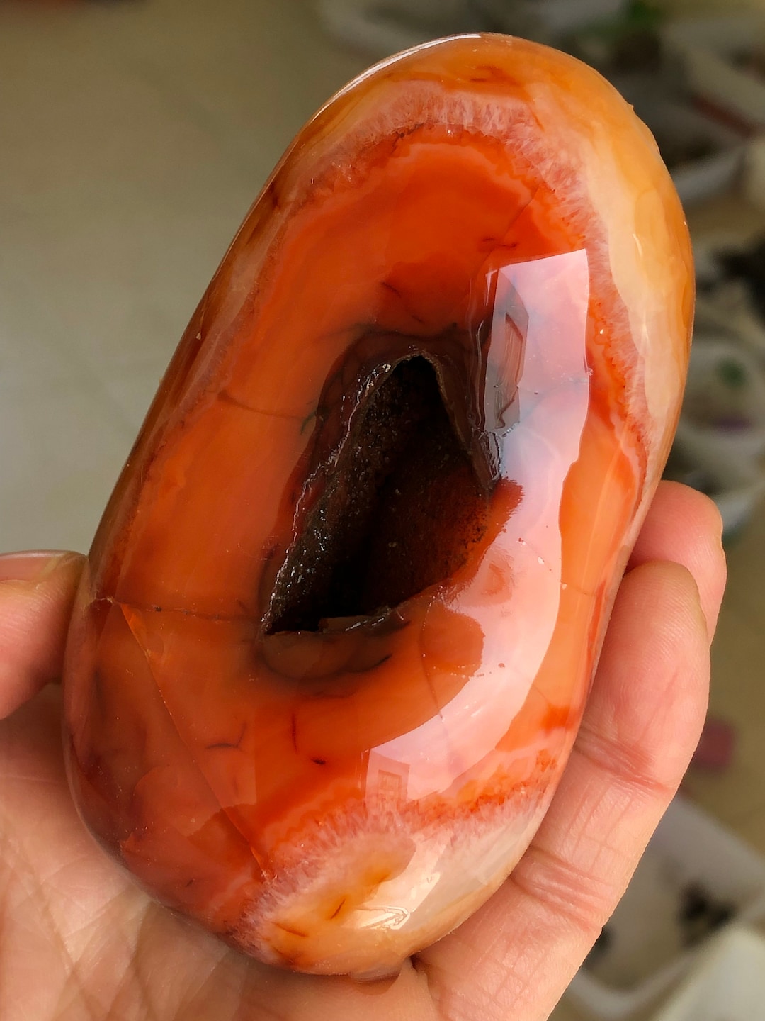 355g Natural Red Agate Geode Crystal Quartz Crystal G505 - Etsy