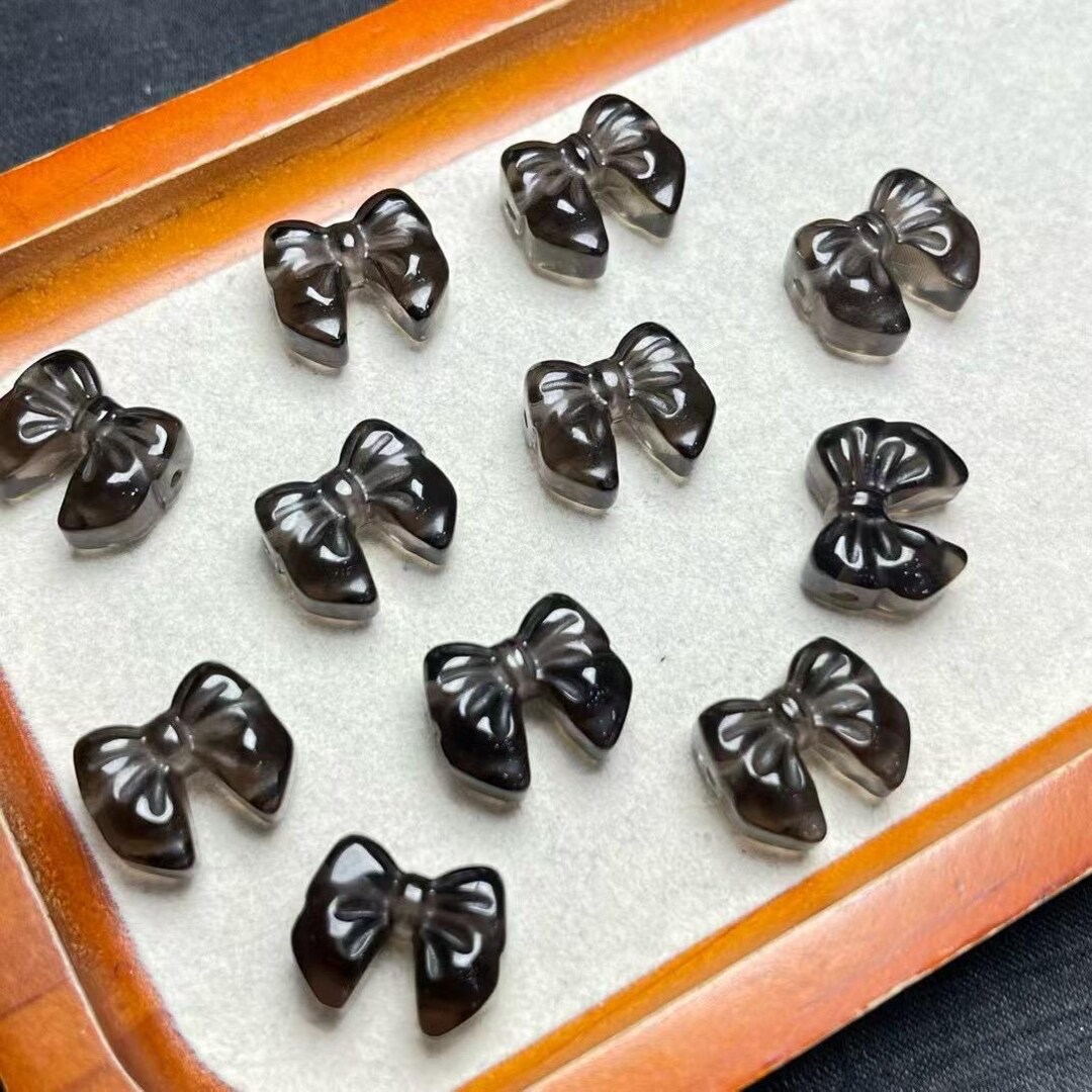 1pic Natural Ice Species Obsidian Bow Quartz Crystal Pendant/hole - Etsy