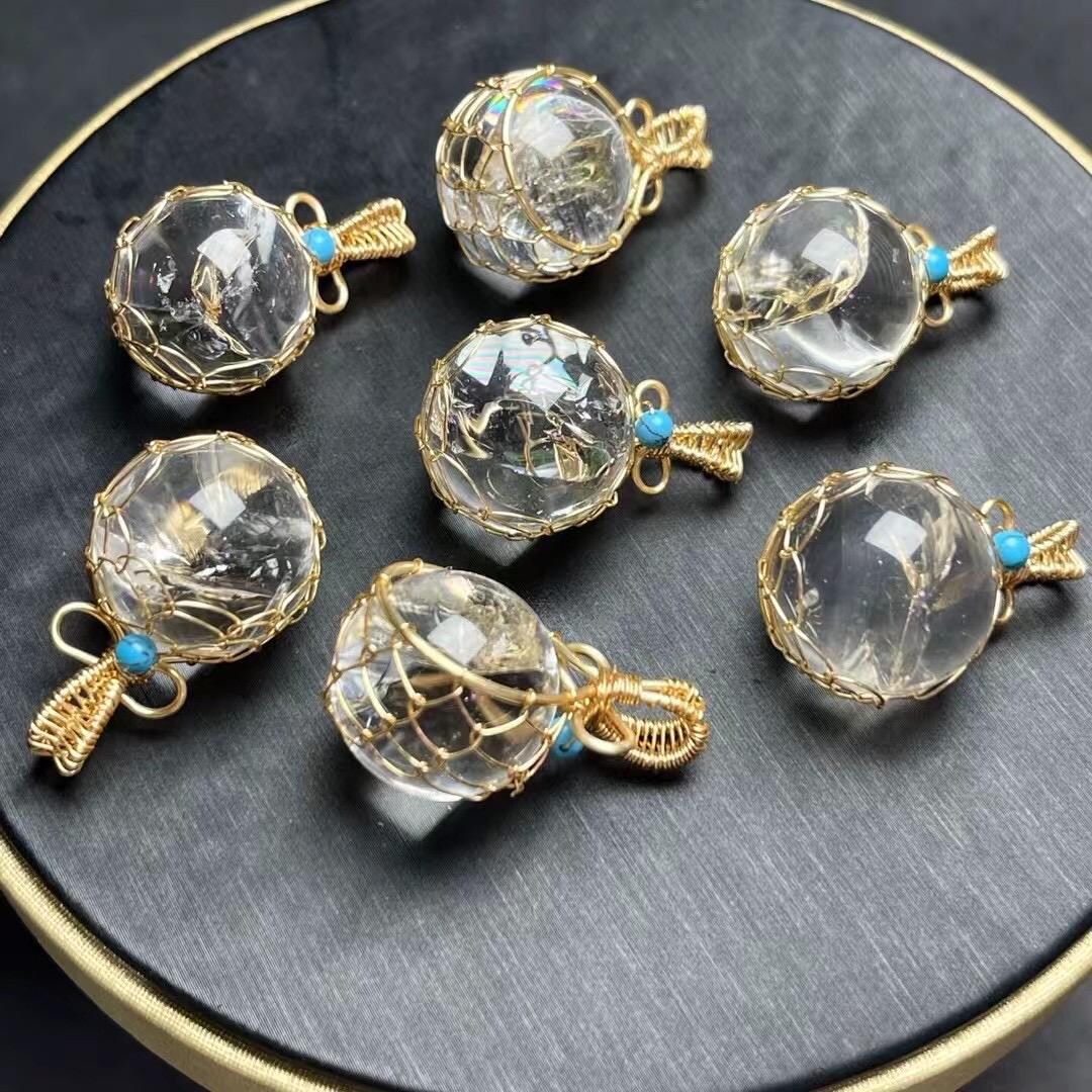 1pic Natural Asai Ball Clear Quartz Crystal Pendant - Etsy