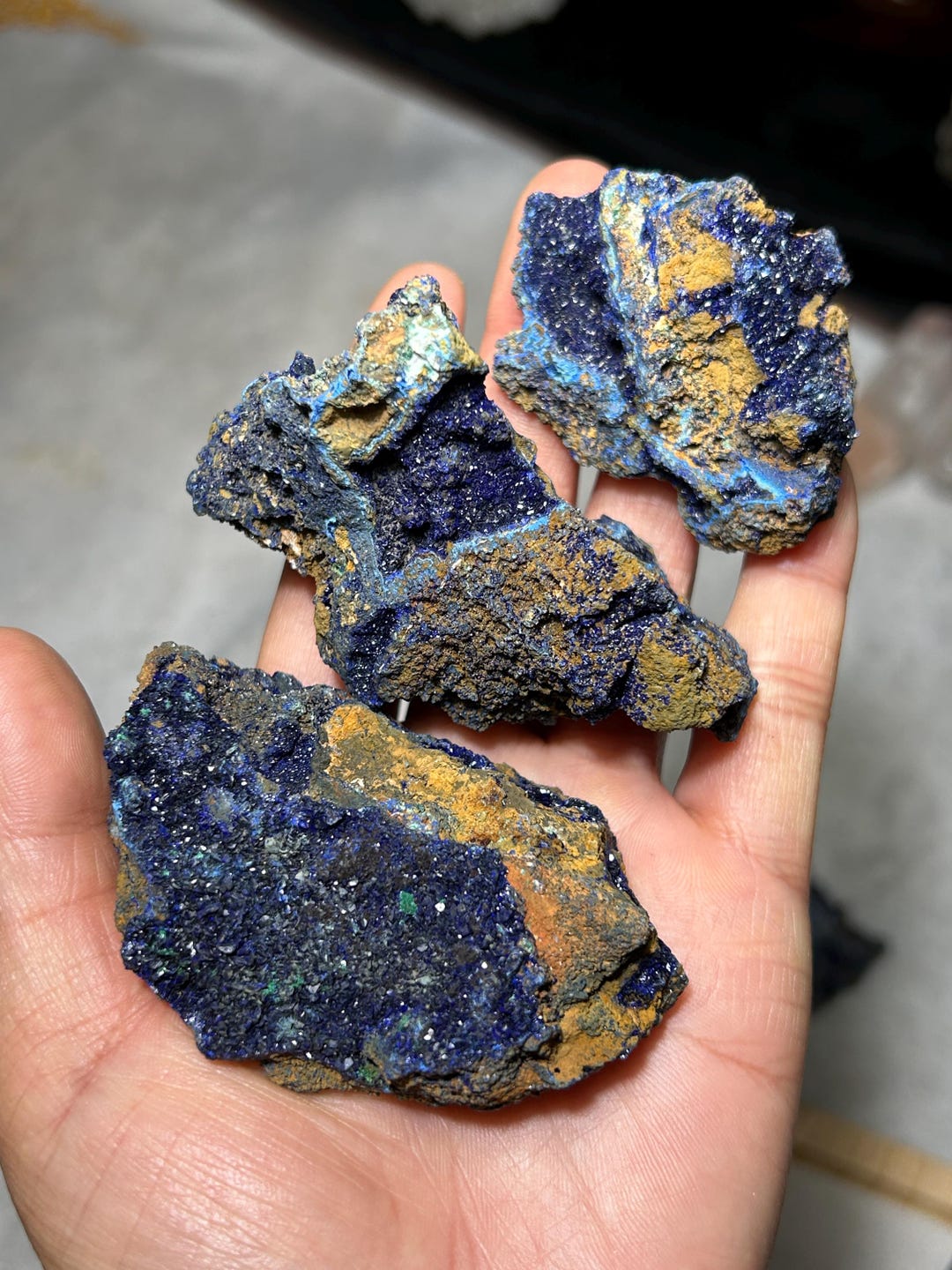 Natural Azurite Crystal Clusters With Malachite | Raw Blue Mineral ...