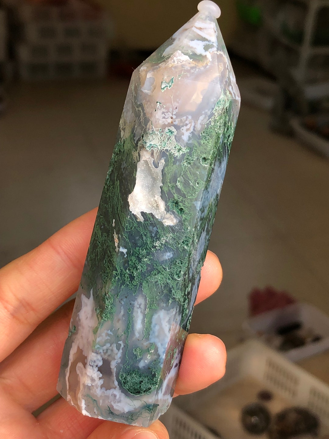 130g Natural Agate Water Grass Quartz Slice Polishing Healing ...