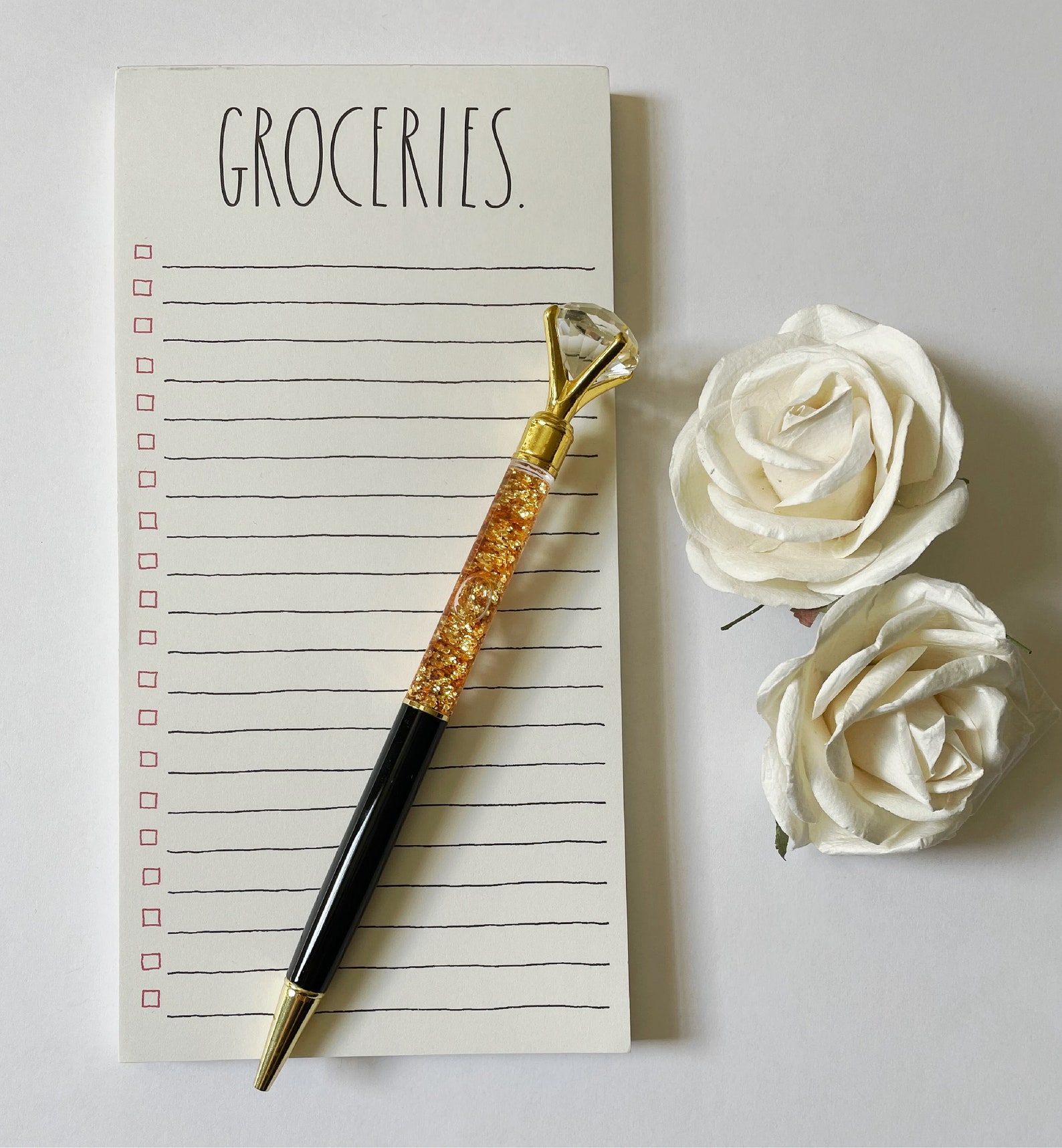 Notepad With Floating Glitter Crystal Diamond Pen and Velvet - Etsy