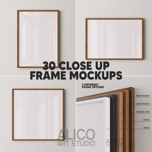 Close up Frame Mockup Bundle, 30 Wood Frame Mockups, Vertical ...