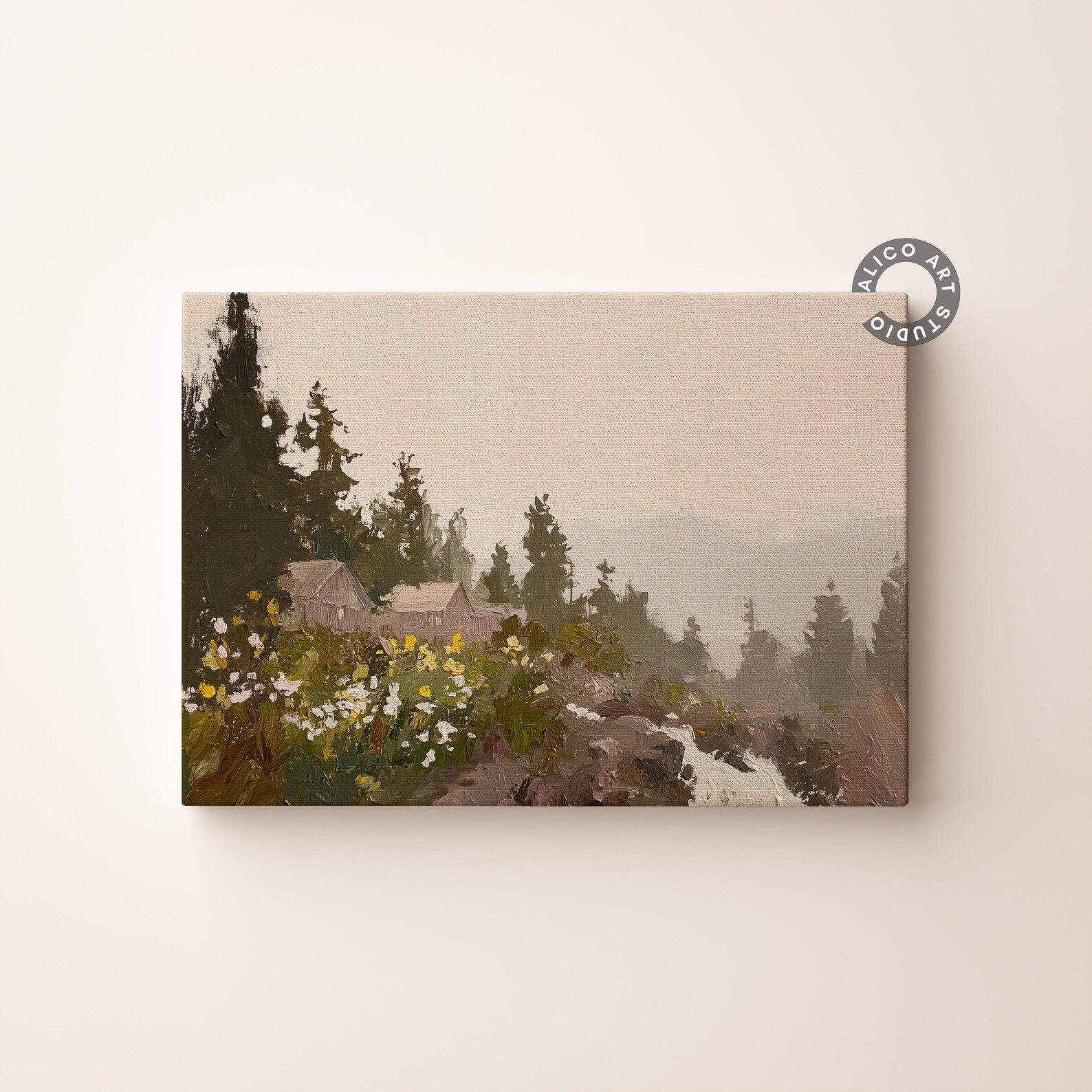Vintage Forest Bridge Art Prints: Rustic Cottagecore Landscape (digital ...