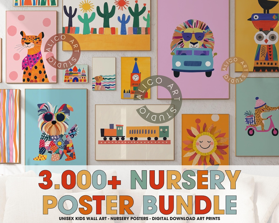 3000+ Nursery Print Set, Kids Wall Art Bundle, Ultimate Children Room ...