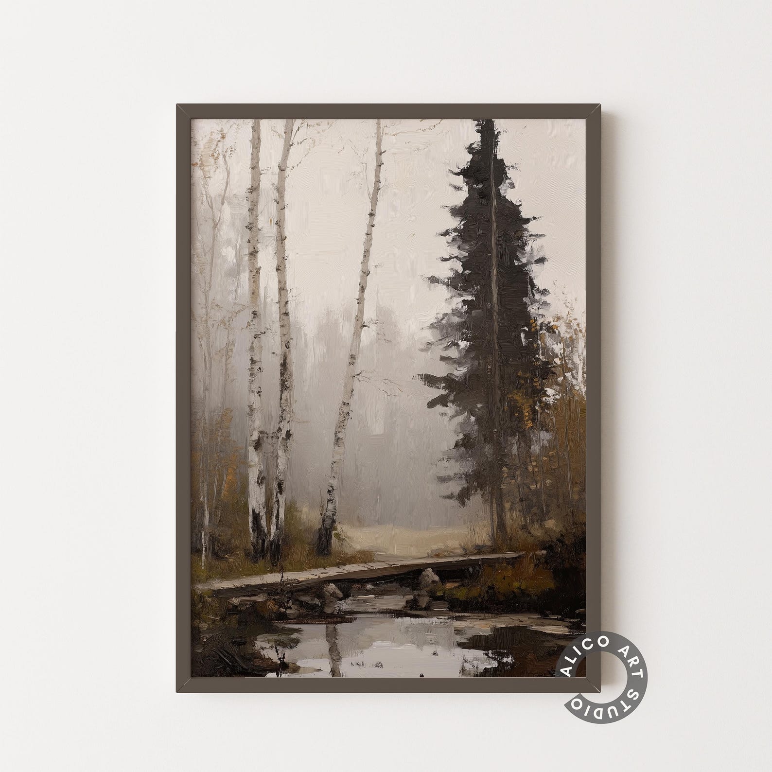 Vintage Forest Bridge Art Prints: Rustic Cottagecore Landscape (digital ...