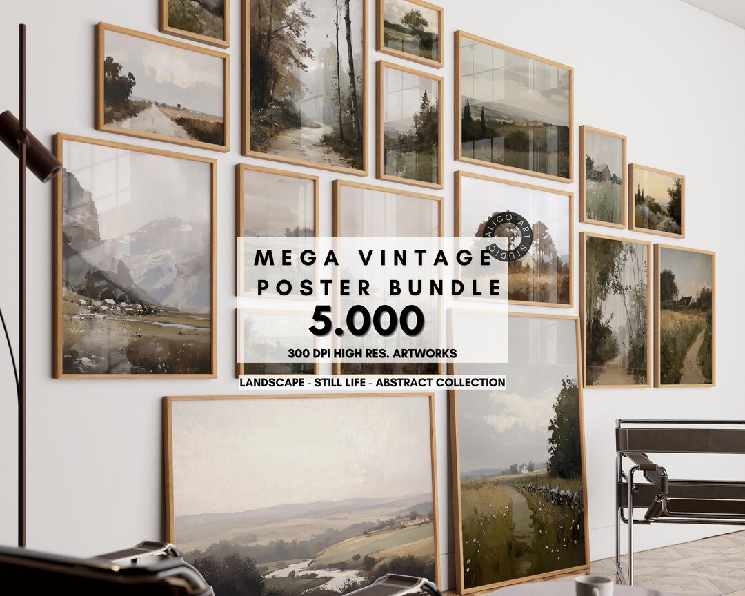 Antique Poster Bundle, Vintage Gallery Wall Prints, Abstract Wall Art ...