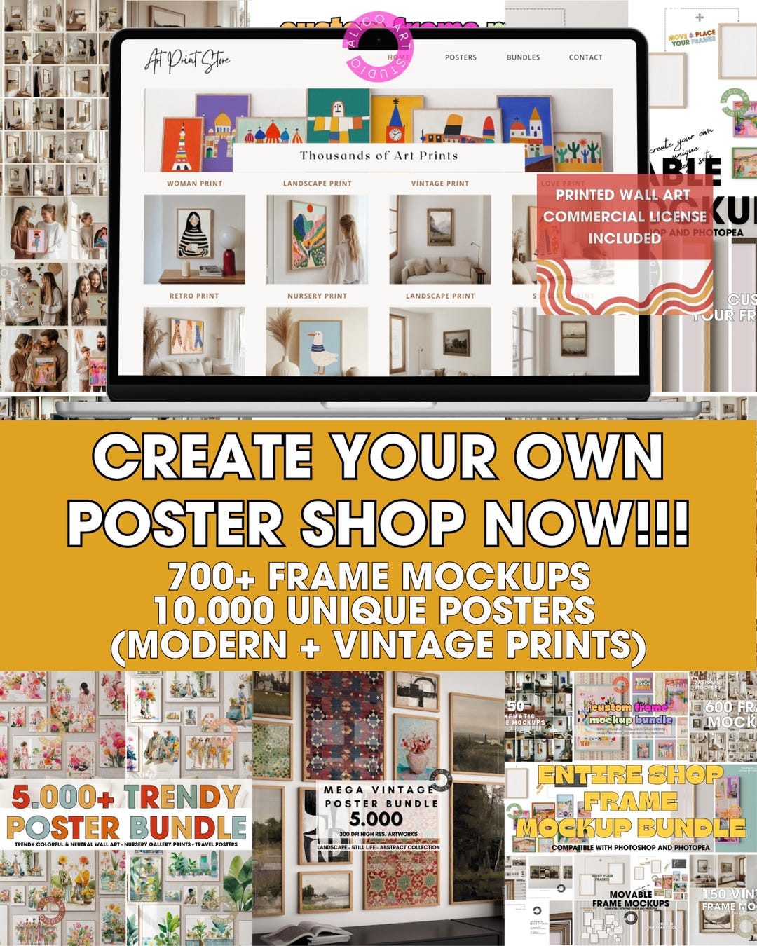 All-in-one Poster Shop Kit | 700+ Frame Mockups & 10,000 Posters ...