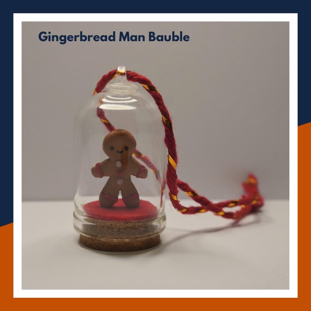 Miniature Christmas Gingerbread Man / Hanging Bauble Ornament / Mini ...