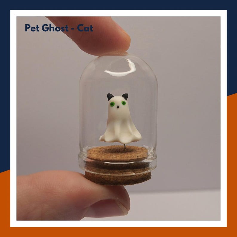 Miniature Pet Ghost Cat / Mini Make / Handmade Polymer Clay Figurine ...