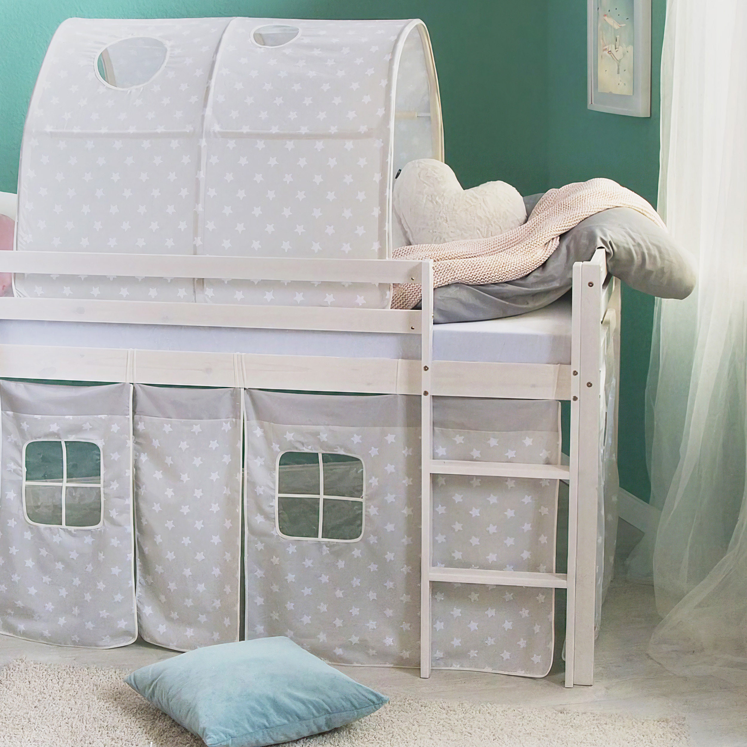 Mezzanine Cabin Bed Slide Montessori Bunk for Girl Boy Child White ...