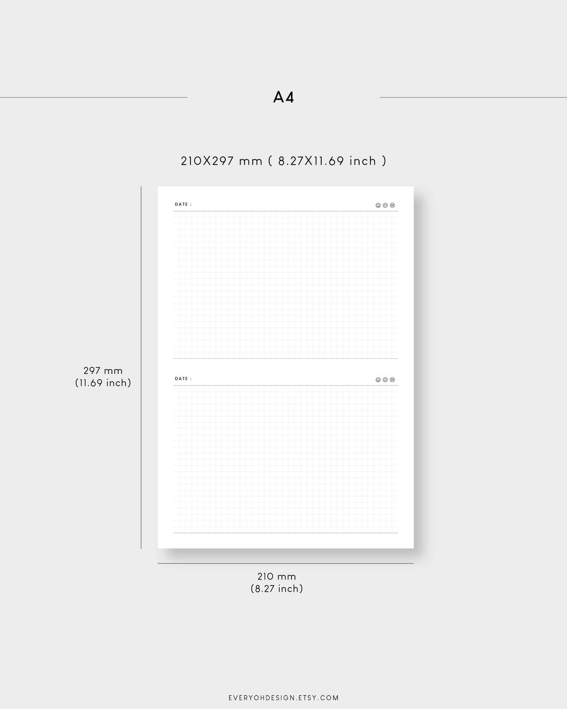 A4 & Letter Printable Daily Journal Undated Planner Diary Log Editable ...