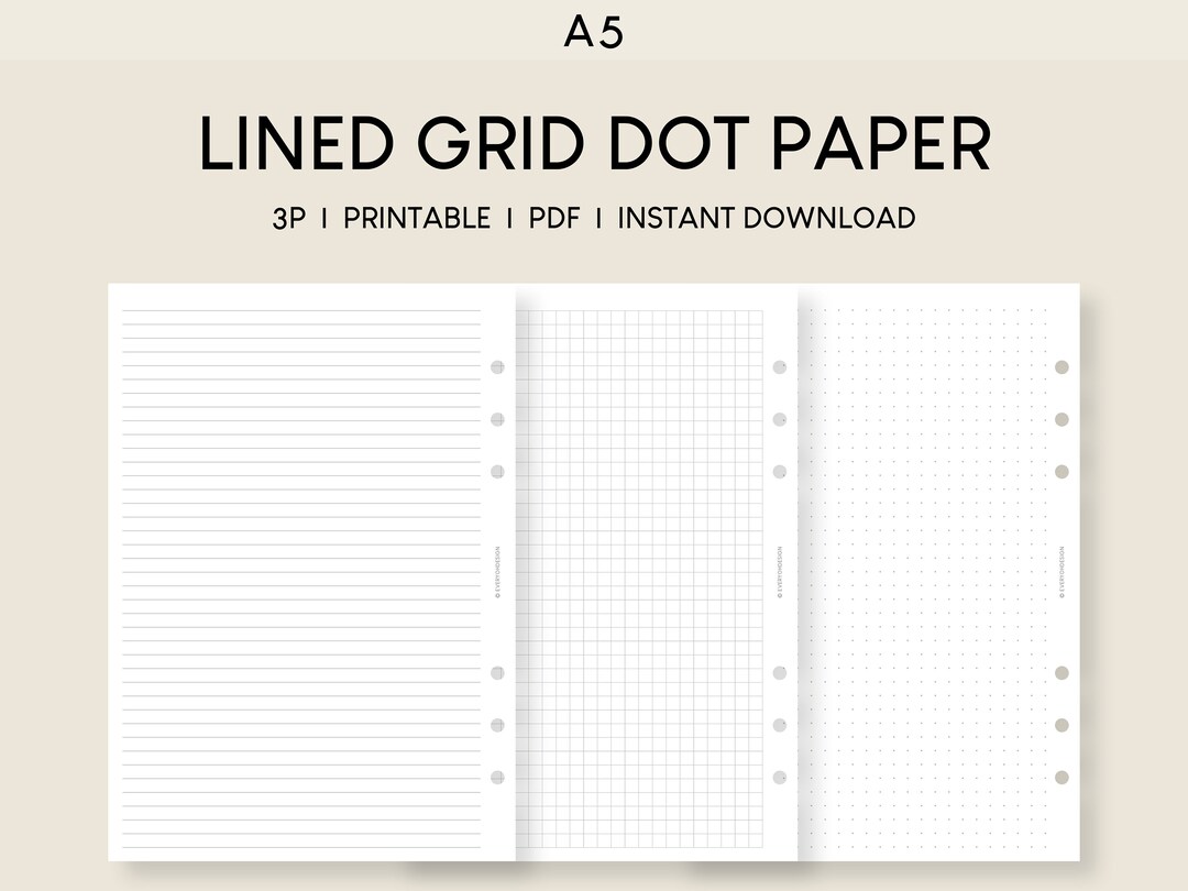 A5 Lined Grid Dot Paper: Printable Planner Inserts (PDF) - Etsy